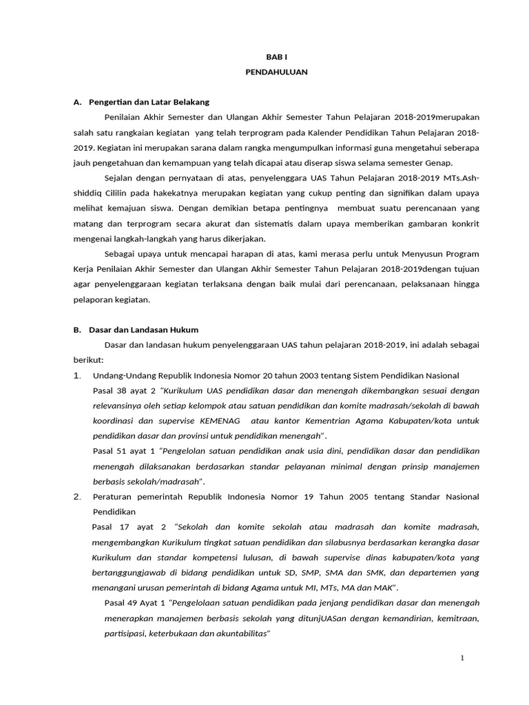 Program Kerja PAS 1819 | PDF