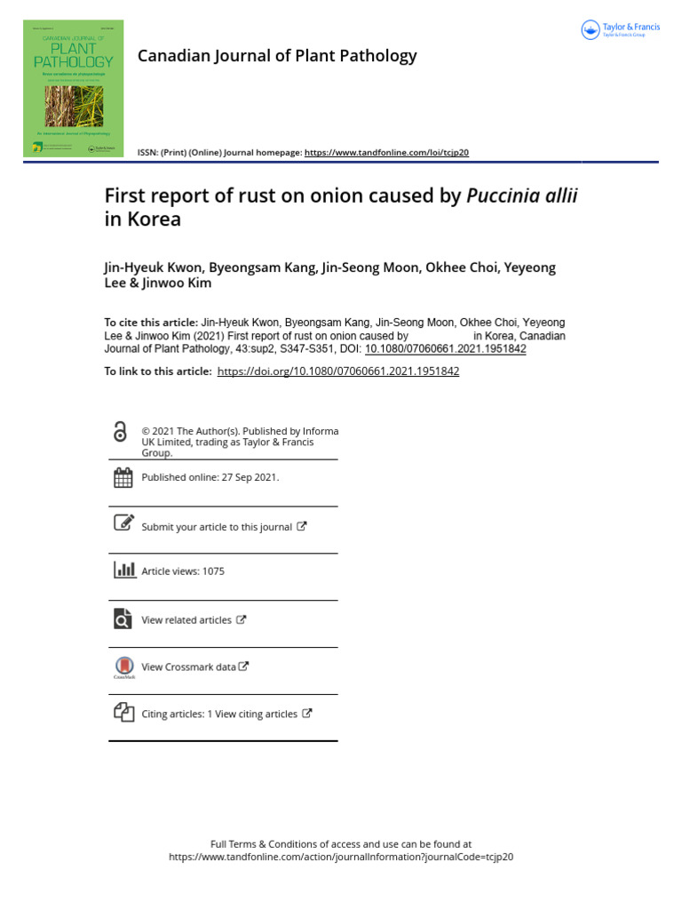First Report of Rust On Onion Caused by Puccinia A | PDF | Onion | Polymerase Chain Reaction