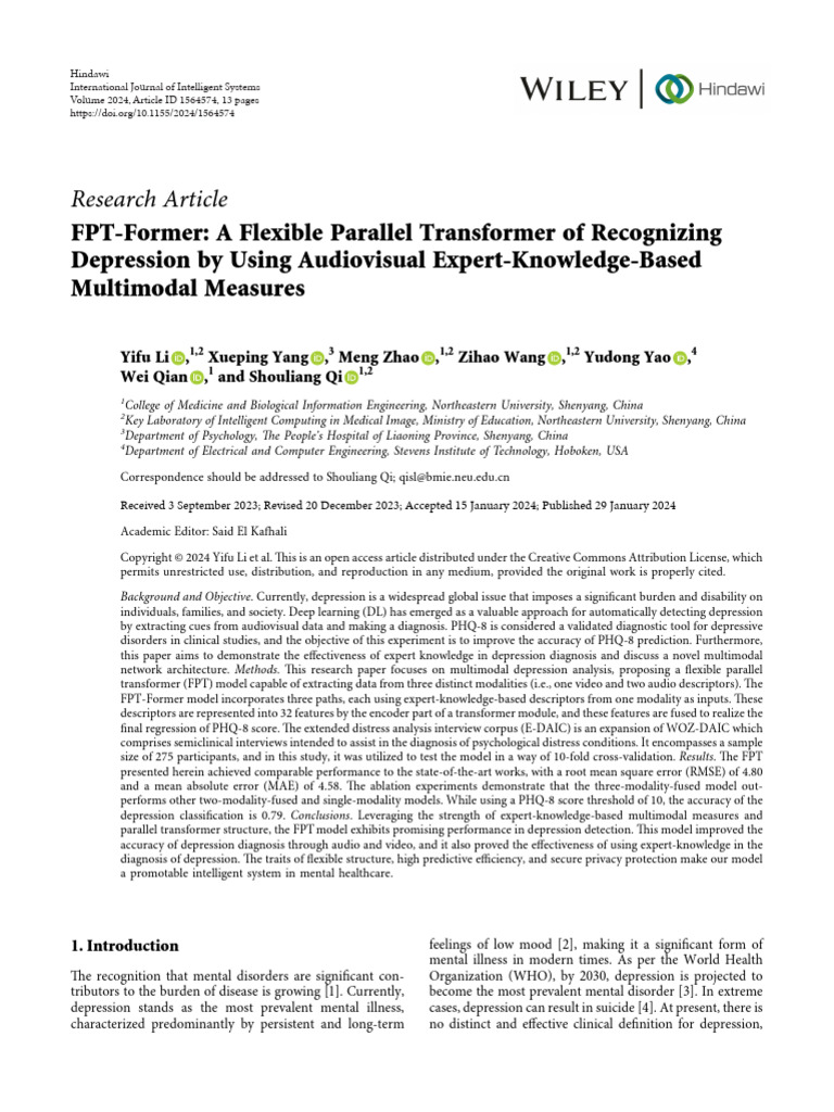FPT-Former A Flexible Parallel Transformer of Recognizing Depression by Using Audiovisual Expert ...