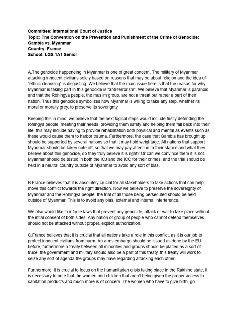 55mun Position Paper | PDF | Genocides | Rohingya People