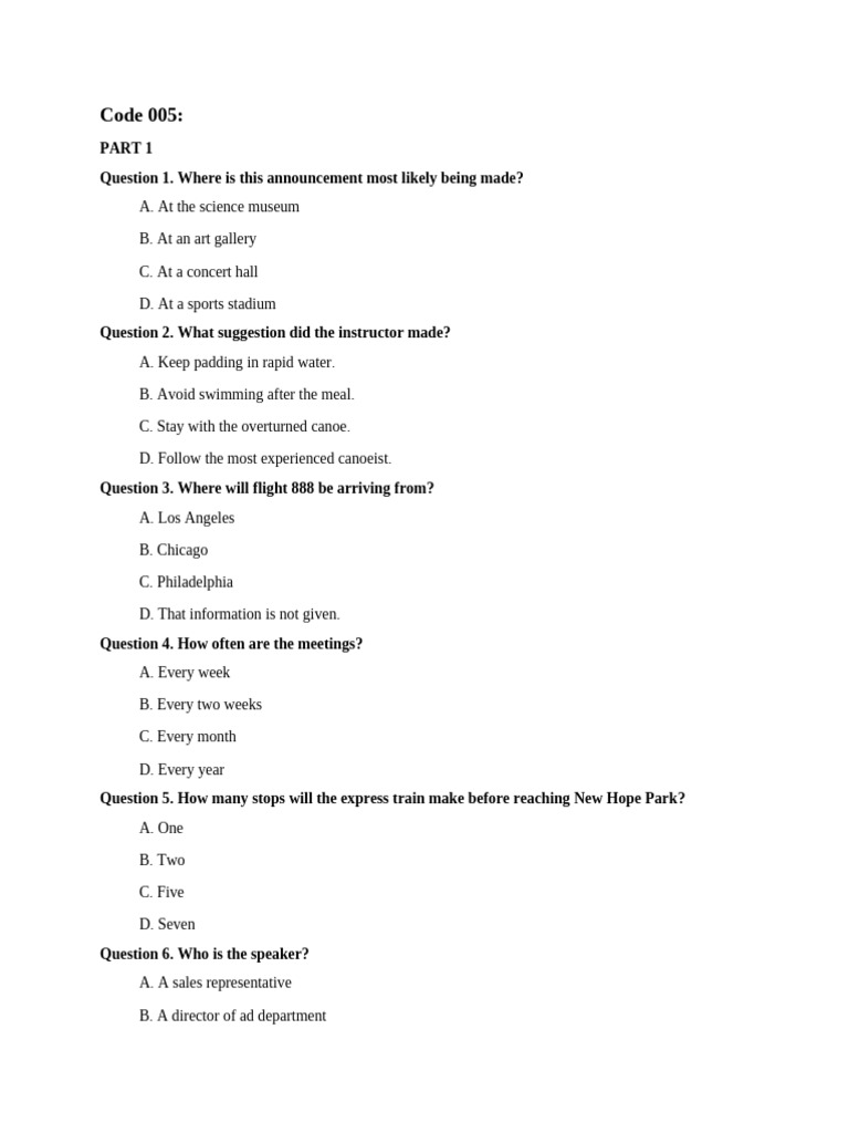 Listening Comprehension Practice Test | PDF