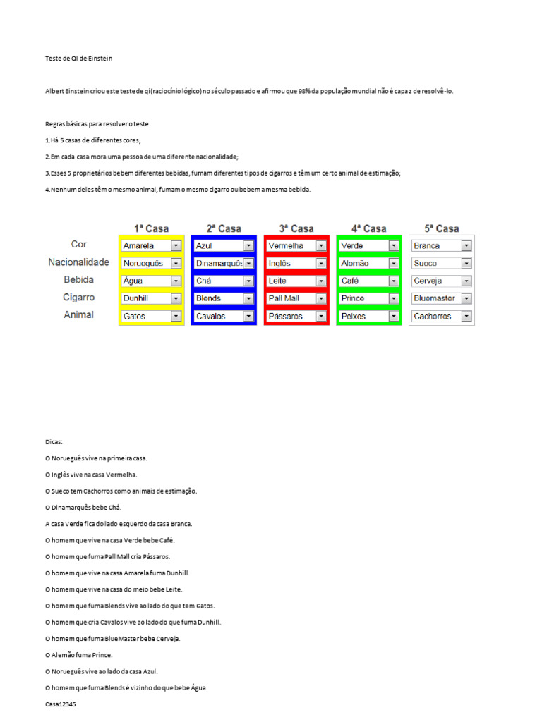 Teste de QI de Einstein | PDF