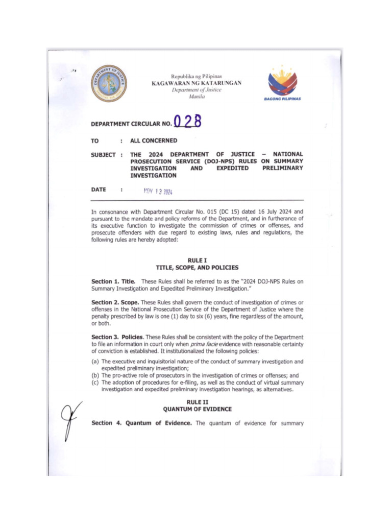 DOJ Circular No. 28 of 2024 | PDF
