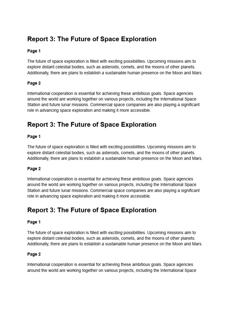 Future of Space Exploration Report 3 | PDF | Space Exploration | Moon
