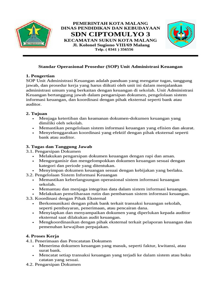 Sop Admin Keuangan | PDF