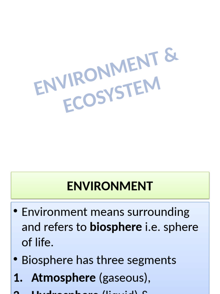 Environment and Ecosystem Overview | PDF | Ecosystem | Atmosphere