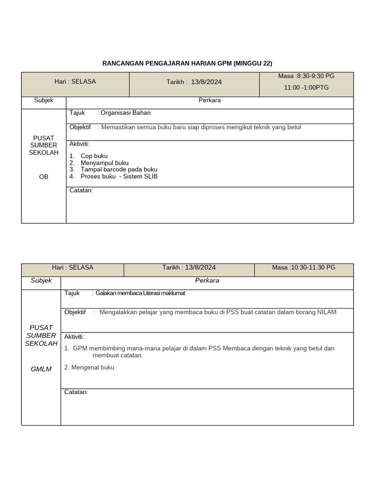 w22 Selasa GPM | PDF