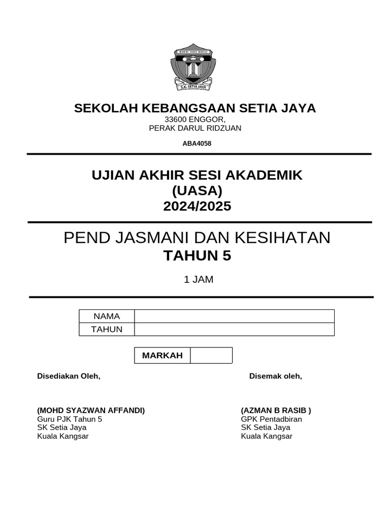 Muka Depan Uasa 2024 | PDF