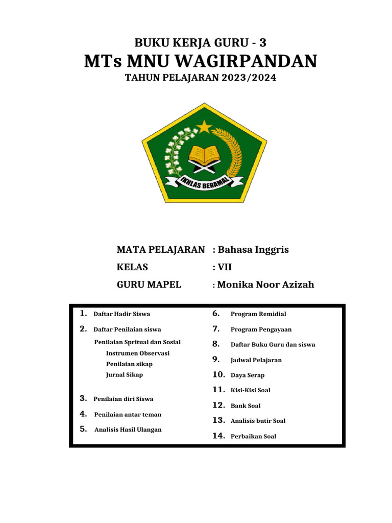 Cover Buku Kerja Guru 3 | PDF