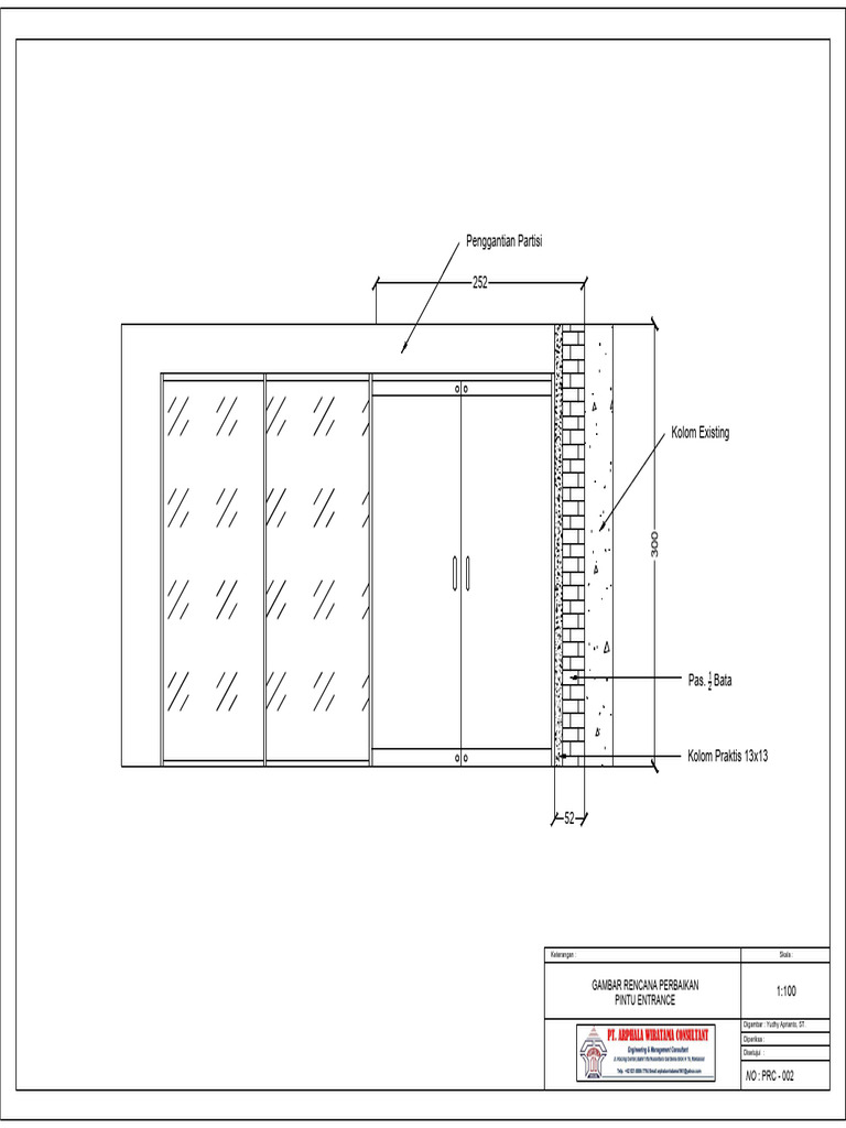 Penggantian Partisi: Gambar Rencana Perbaikan Pintu Entrance | PDF