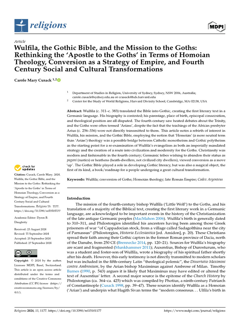 Wulfila The Gothic Bible and The Mission | PDF | Arianism | Late Antiquity