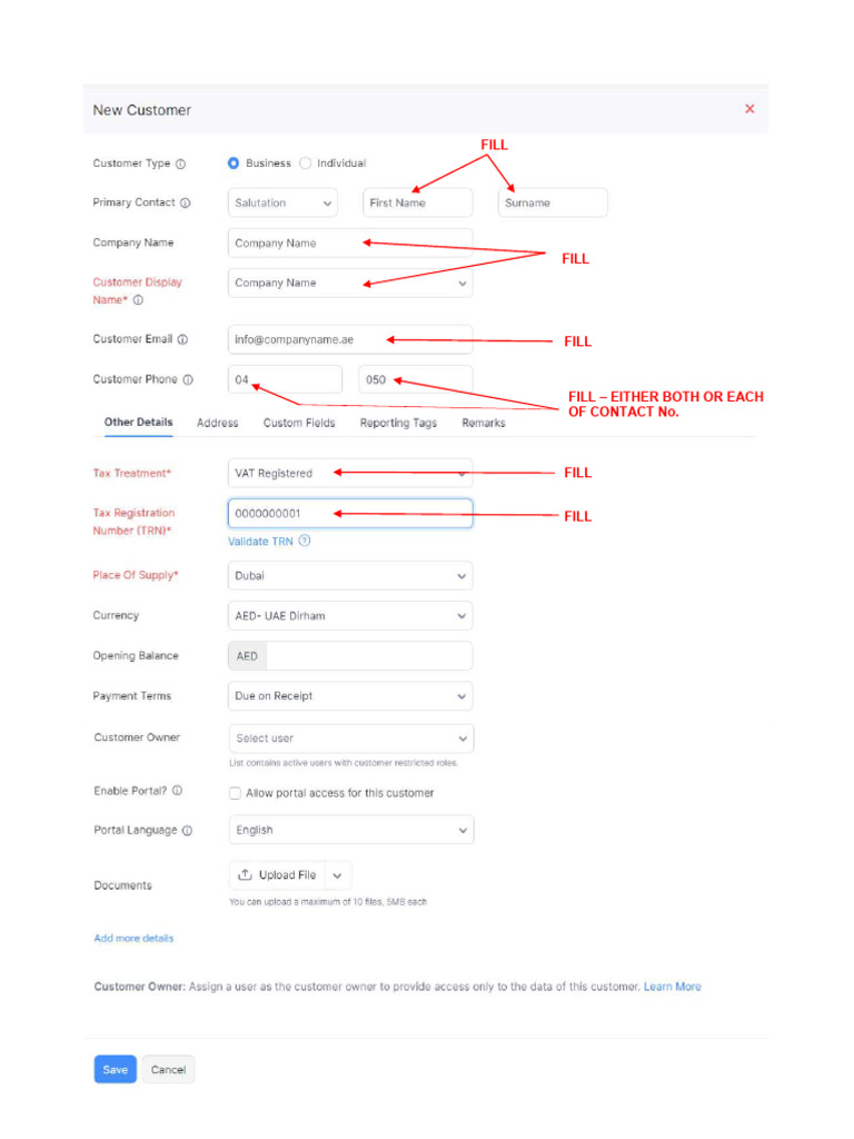 Zoho Company Name Details To Be Filled | PDF