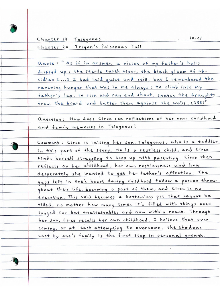 Circe Chapter 19-20 QQC | PDF