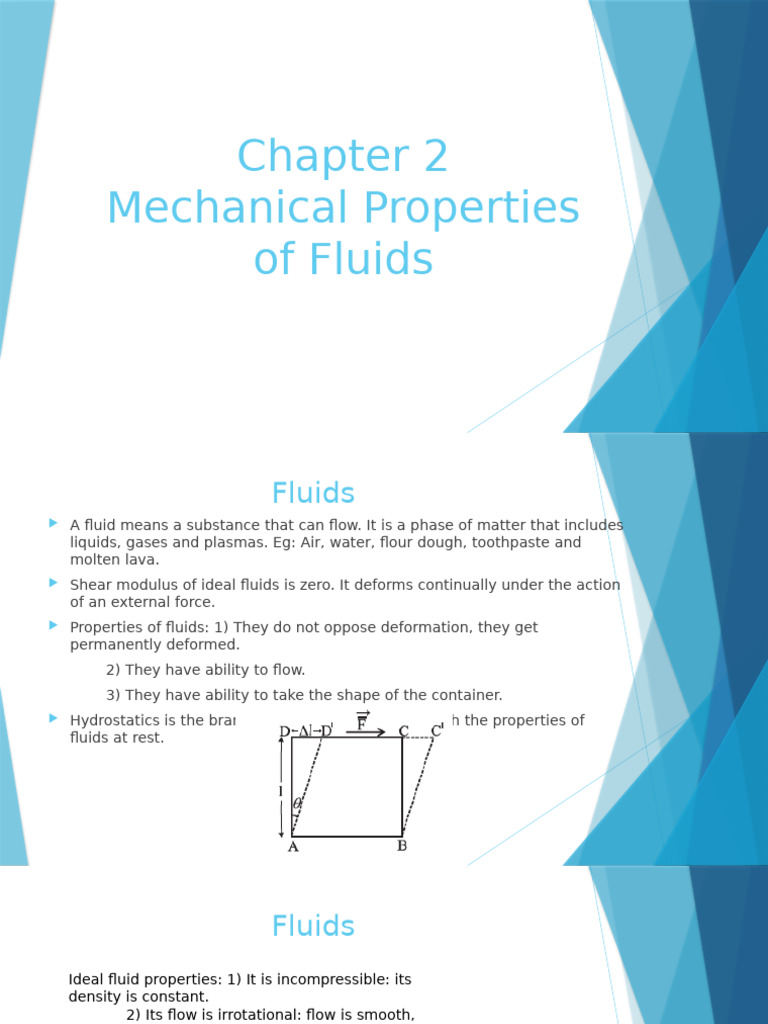 Chapter 2 Mechanical Properties of Fluids | PDF | Fluid Dynamics | Viscosity
