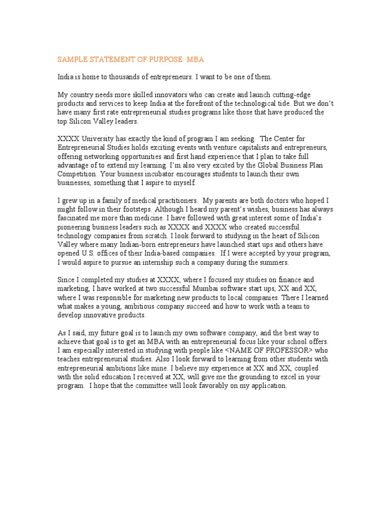 Statement of Purpose For MBA in USA | PDF | Business