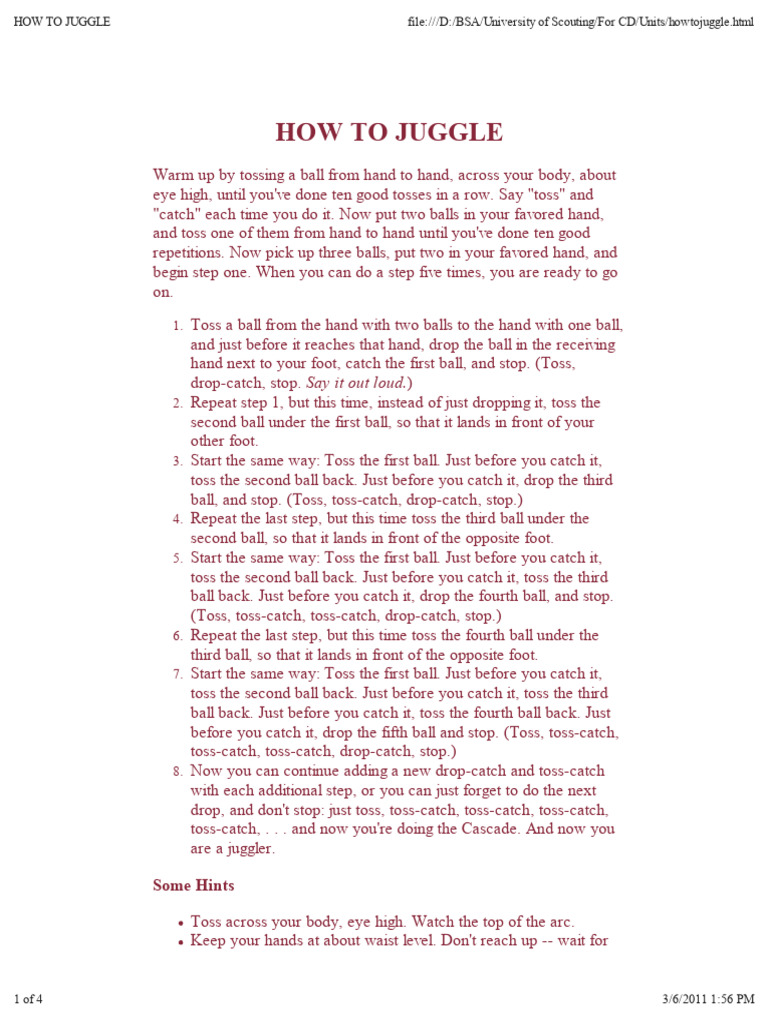 How To Juggle | PDF | Language Arts & Discipline | Self-Improvement