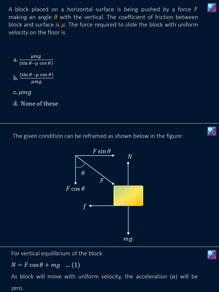 Block On Block System - Friction - Assigment | PDF | Force | Friction