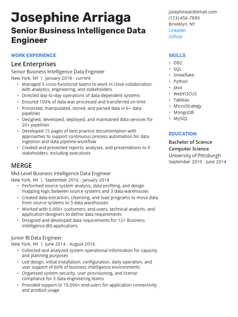 Senior Business Intelligence Engineer Resume | PDF | Business ...