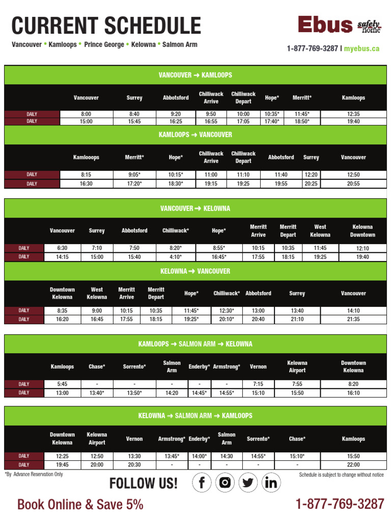 Ebus Schedule Master BC Jan 4 2023 | PDF