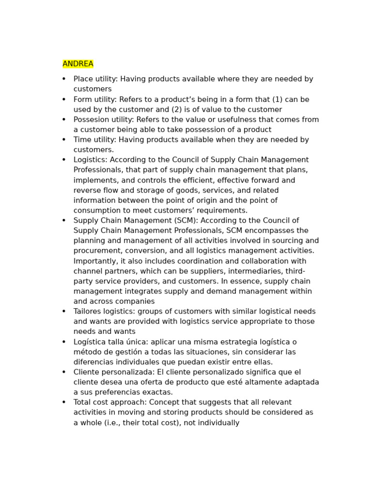 Understanding Possession Utility in Logistics | PDF | Supply Chain ...