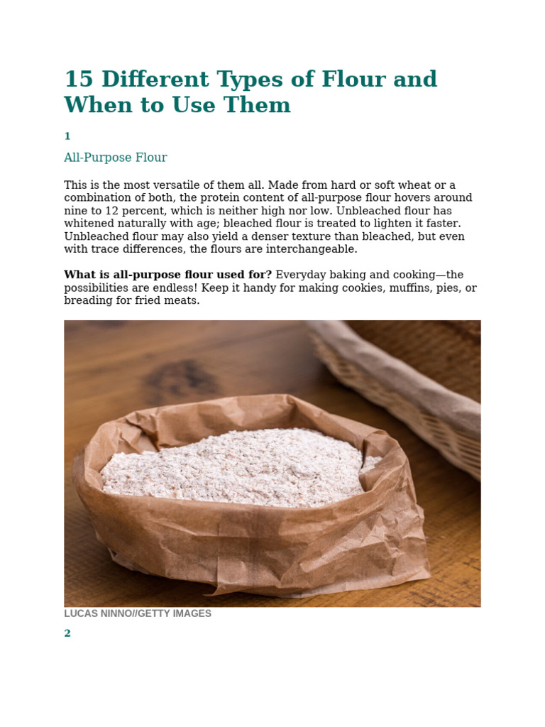 15 Flour Types and Their Uses | PDF | Flour | Breads
