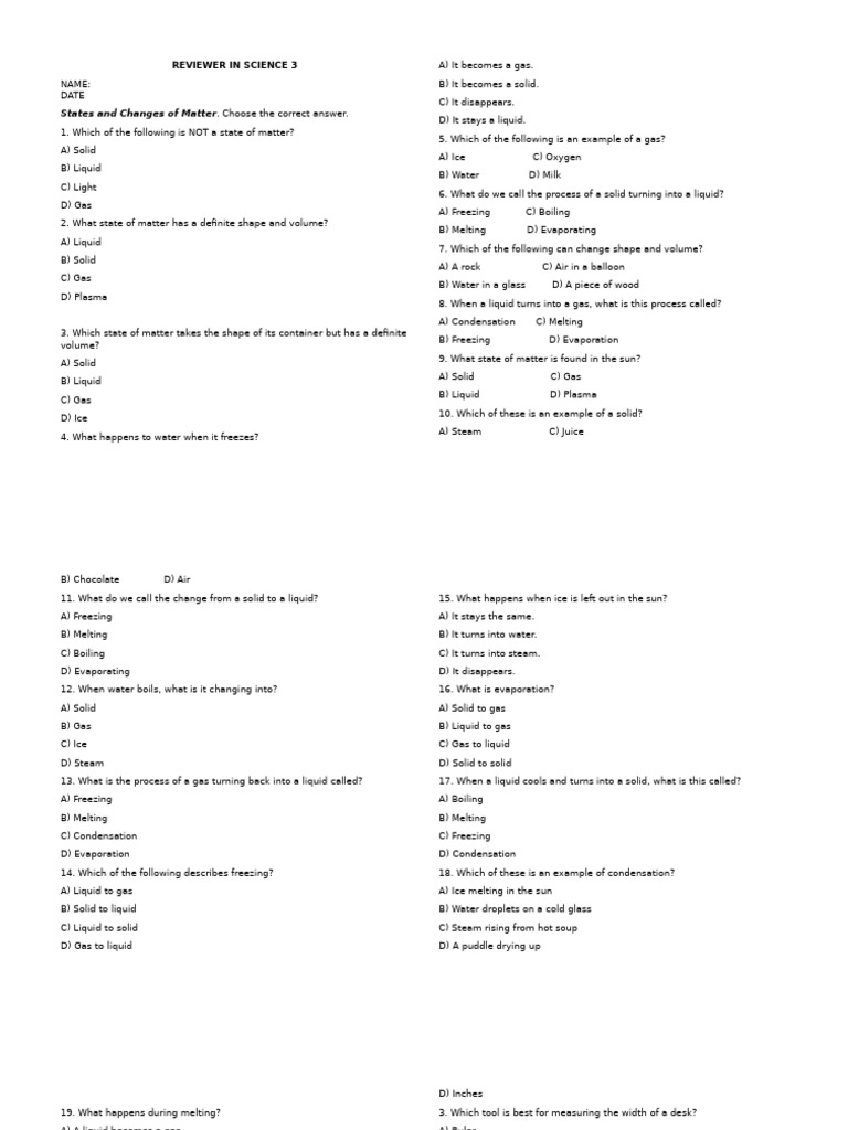 Reviewer in Science 3 | PDF | Liquids | Water