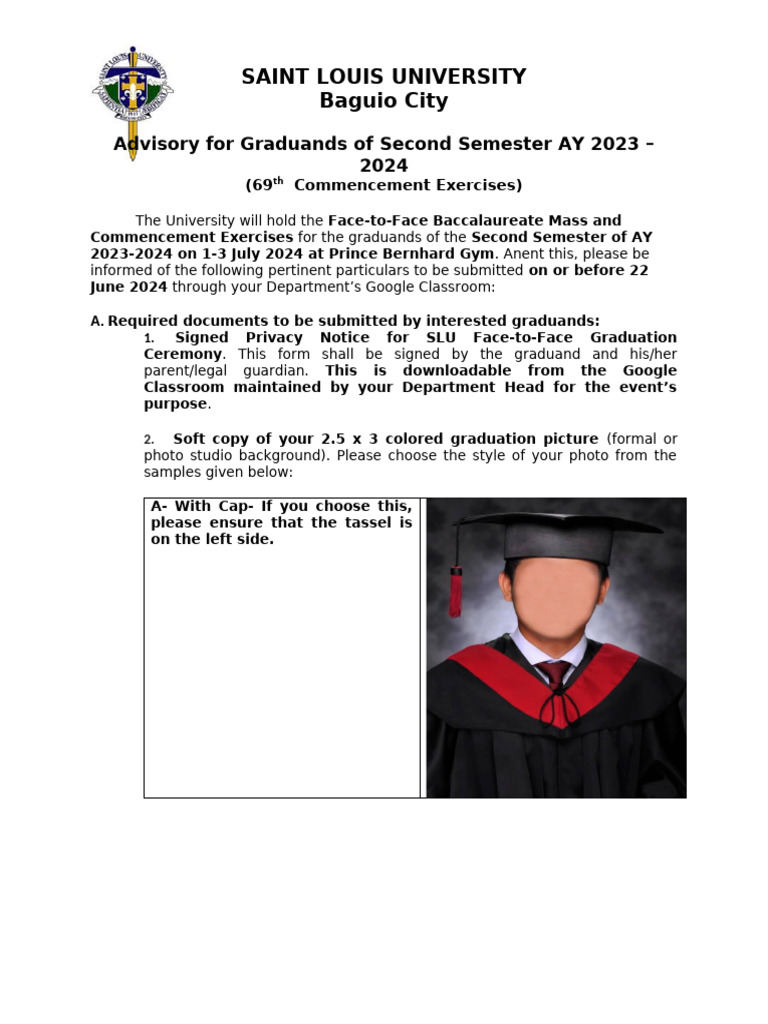 Graduation Guidelines 69th Commencement Exercises 2 | PDF | Career & Growth