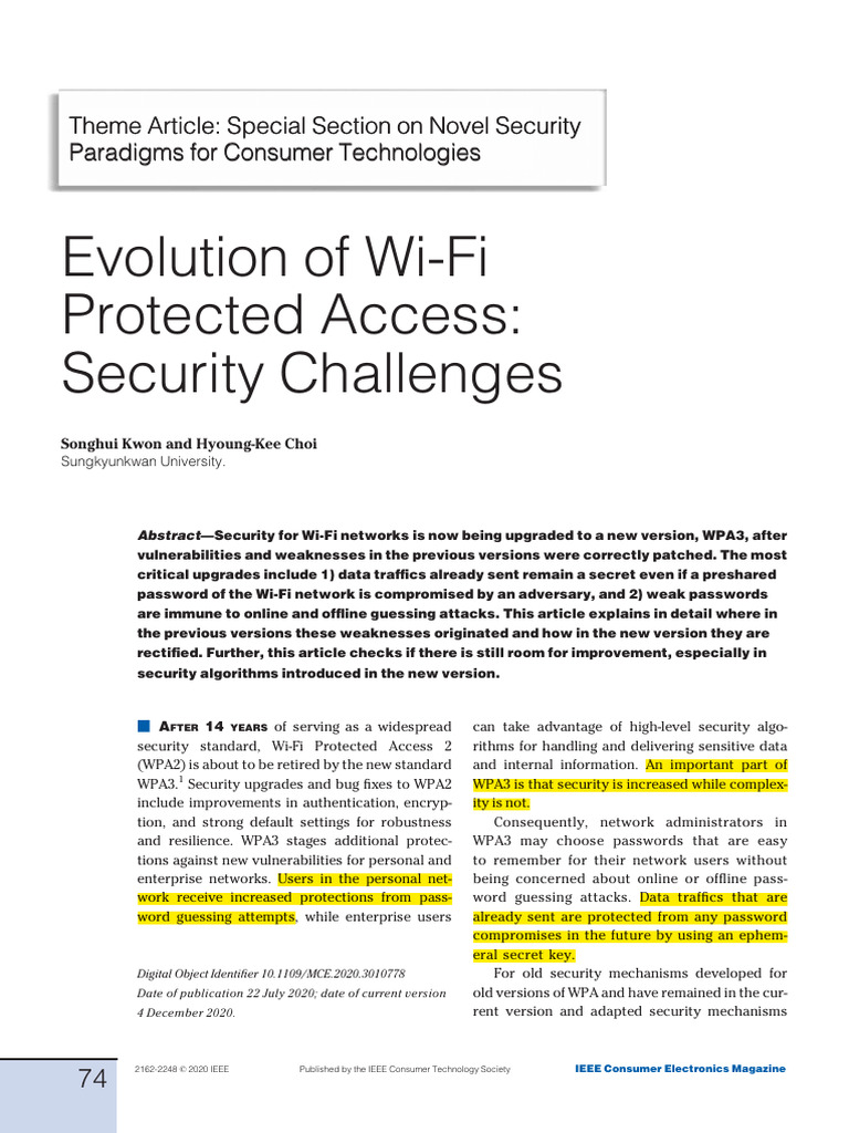 Wi-Fi Security Evolution: From WPA2 to WPA3 | PDF | Wi Fi | Password