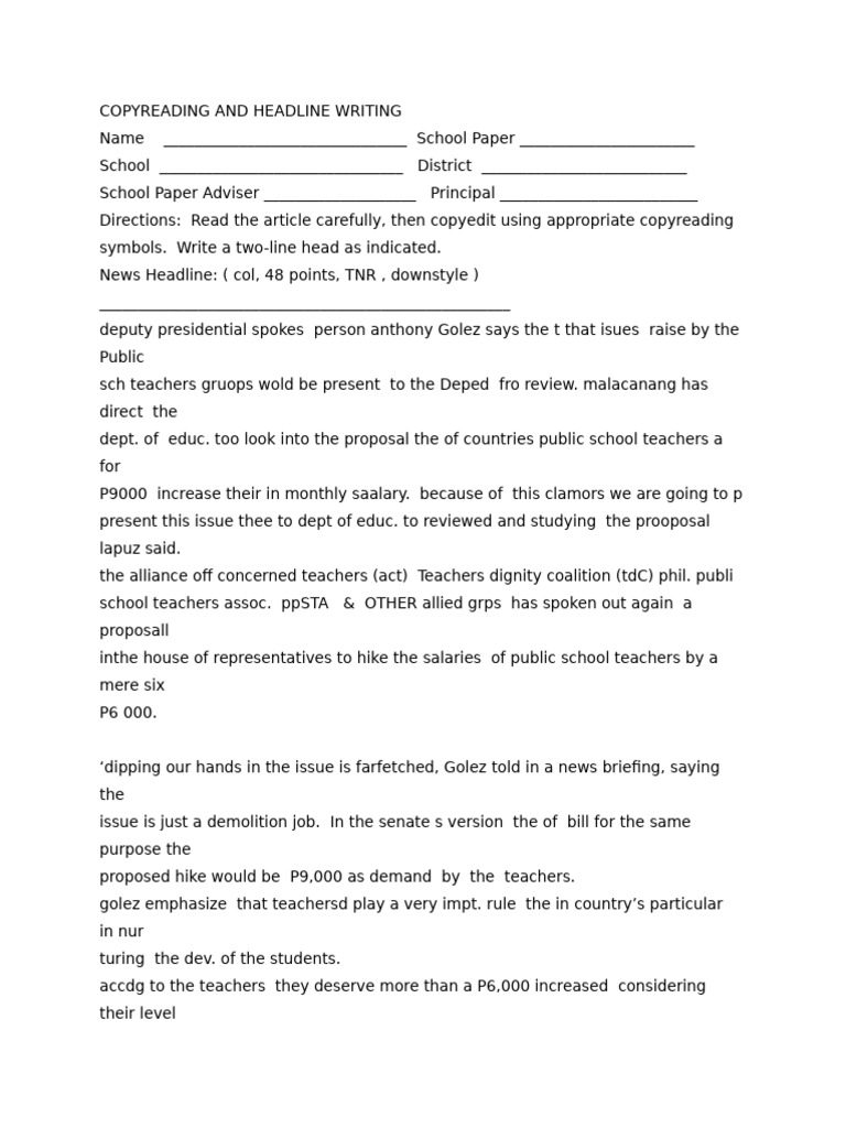 Copyreading and Headline Writing | PDF Copyreading and Headline Writing | PDF