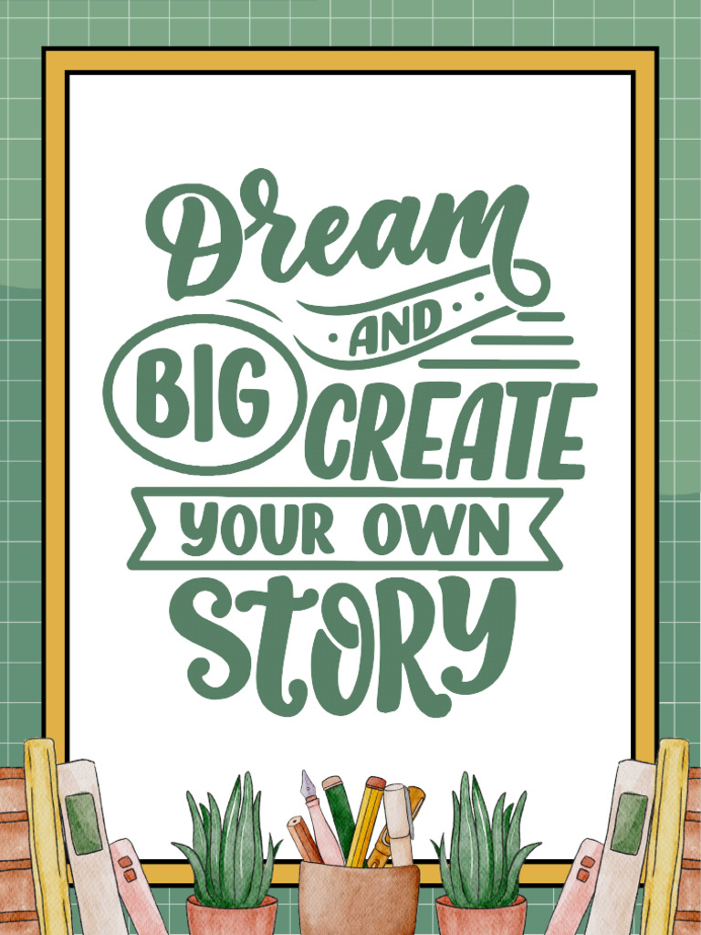 Green and Yellow Illustrative Motivational Quotes Classroom Educational ...