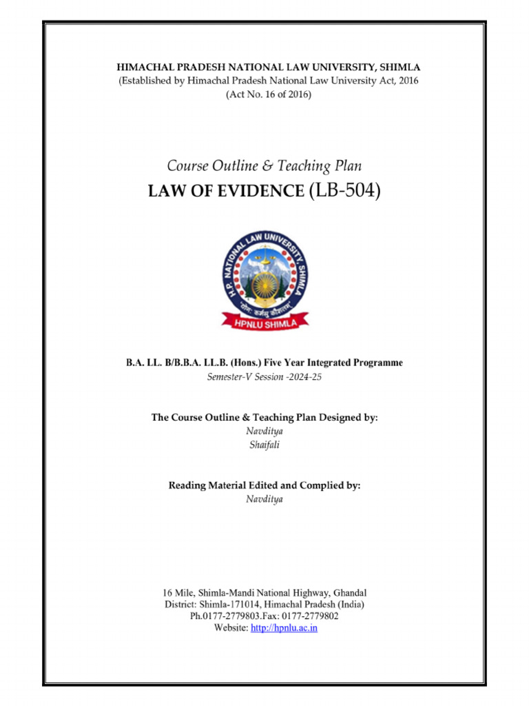 LB-504 Evidence Law. | PDF