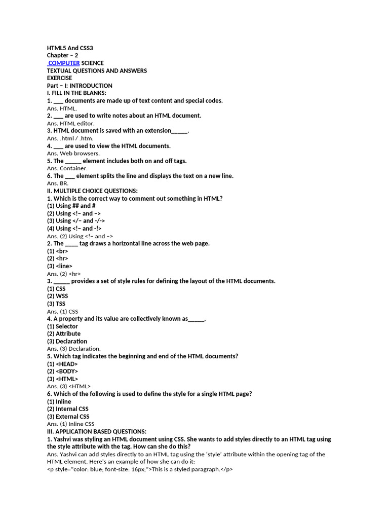 Chapter 2 COMPUTER CLASS 10 NOTES | PDF | Html Element | Hyperlink