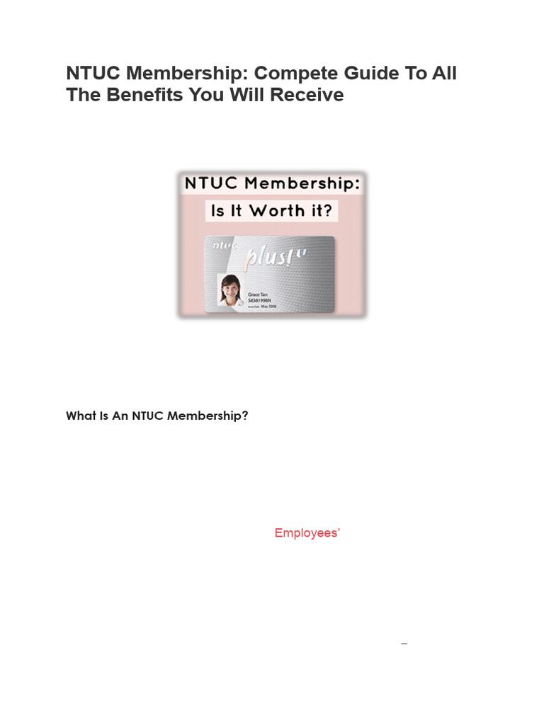 NTUC Membership | PDF | Loyalty Program | Economies