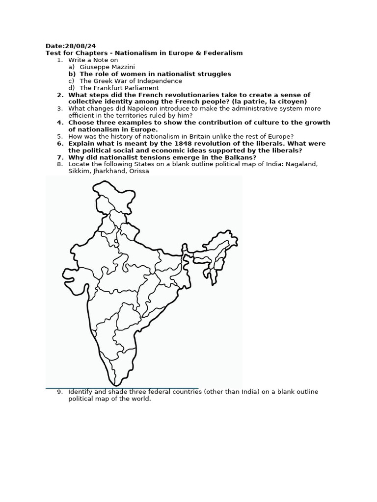 History and Civics Test PAPER CLASS 10 | PDF | Social Science