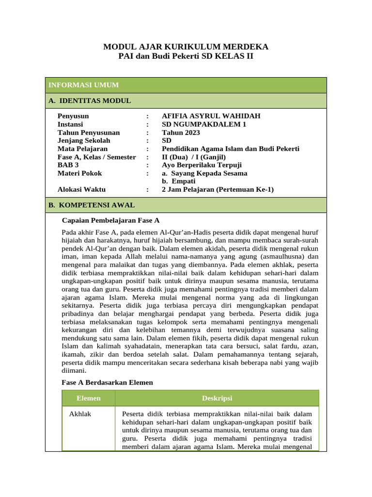 Fifi Modul Ajar Kelas 2 Bab 3 Smster 1 | PDF | Karier & Perkembangan