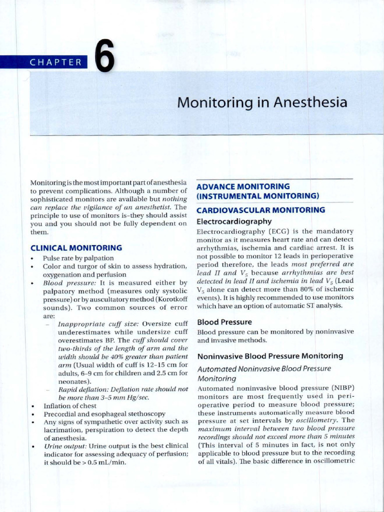 Anesthesia Monitoring Essentials | PDF | Blood Pressure | Heart
