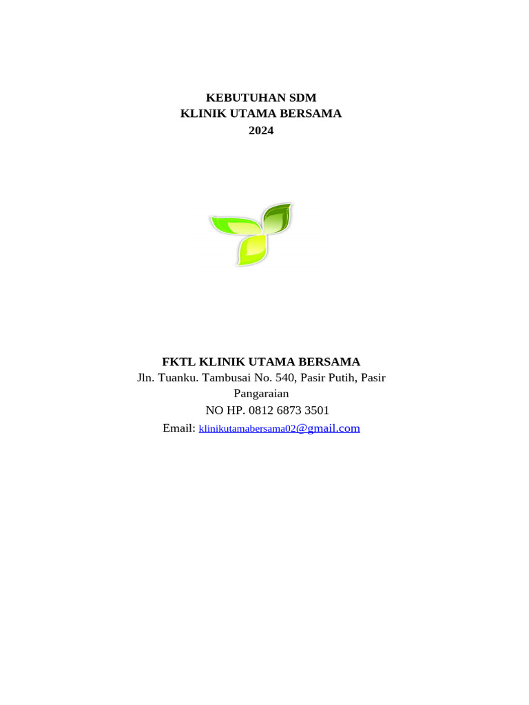 TKK 2 Standar 1.2. EP 1 Renbut SDM & Profil Klinik | PDF