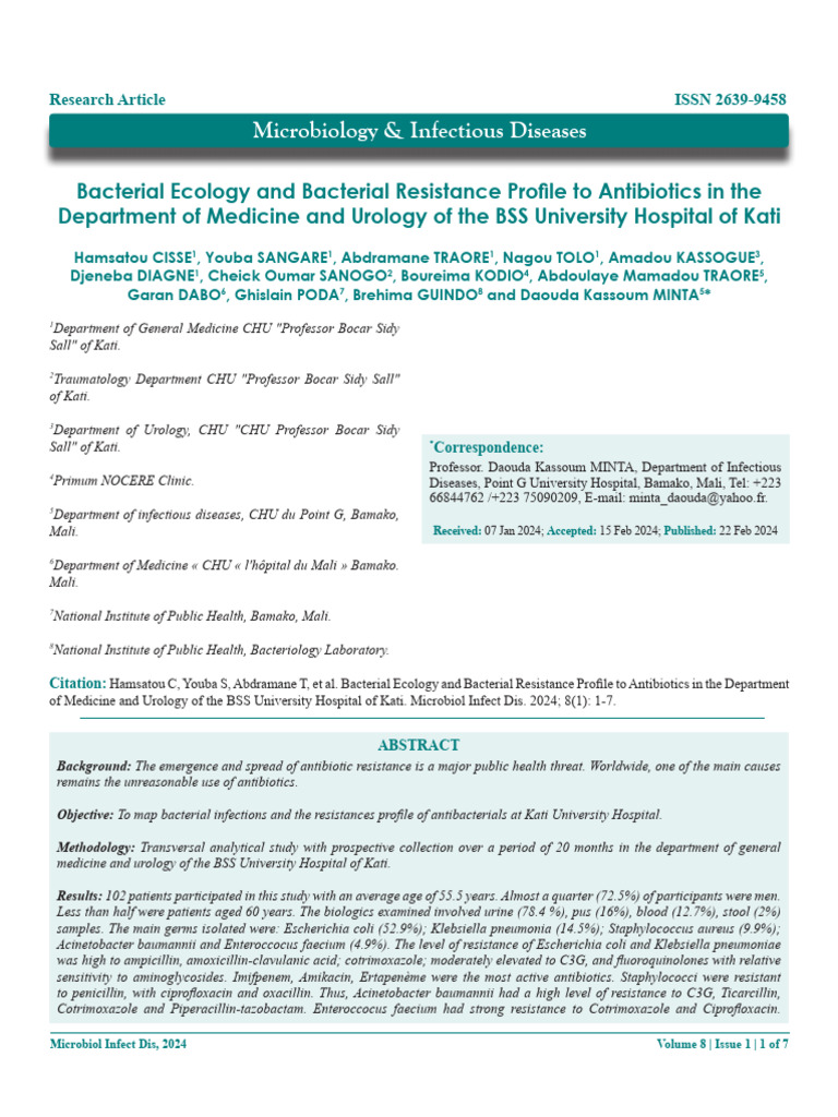 Bacterial Resistance Profile at BSS Kati | PDF | Urinary Tract ...