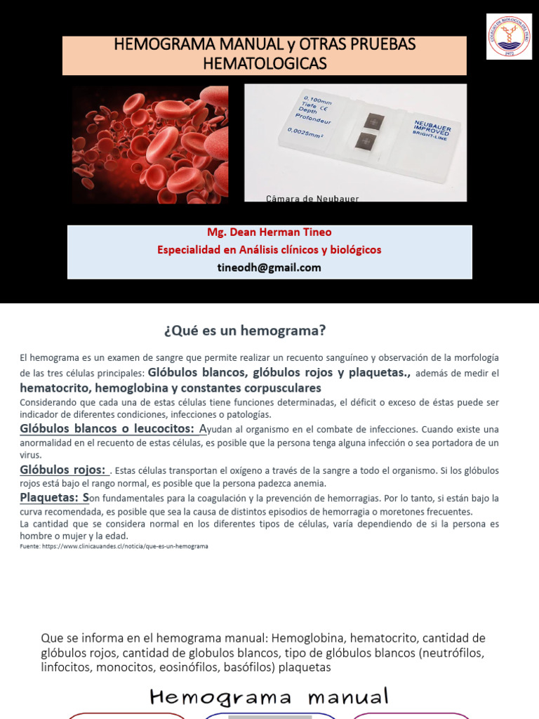 Hemograma Manual y Análisis Hematológico | PDF | Coagulación | Sangre