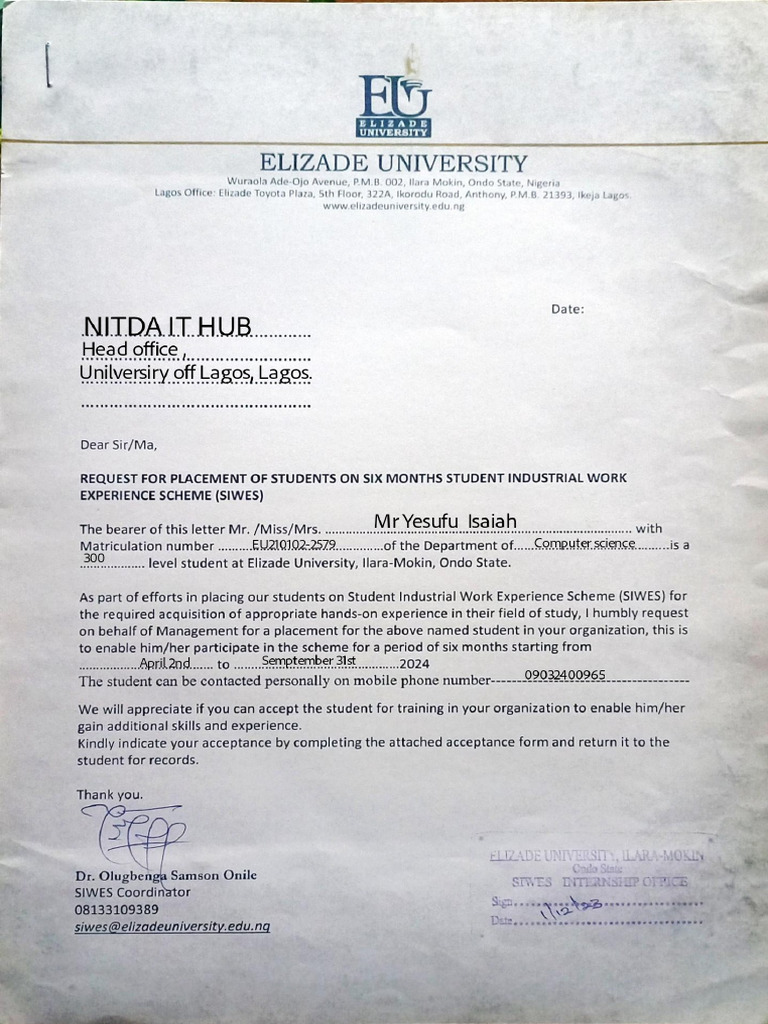Nit Hub Application Letter | PDF