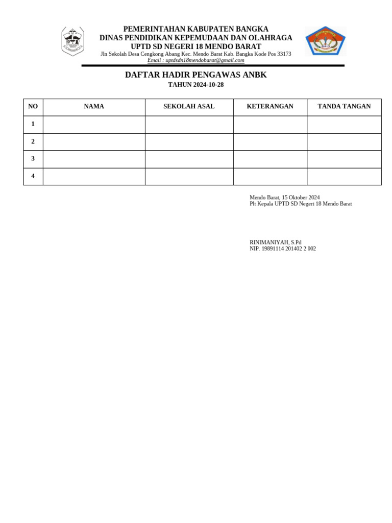 Daftar Hadir Pengawas | PDF