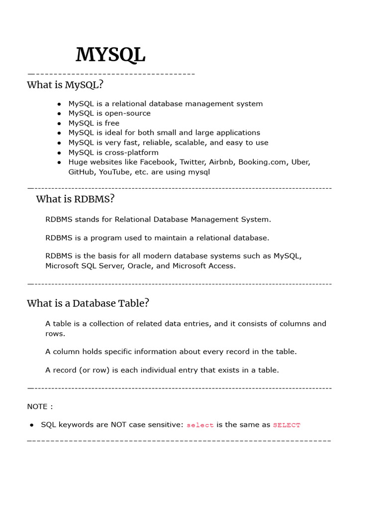 MYSQL | PDF | Relational Database | Computer Data MYSQL | PDF | Relational Database | Computer Data
