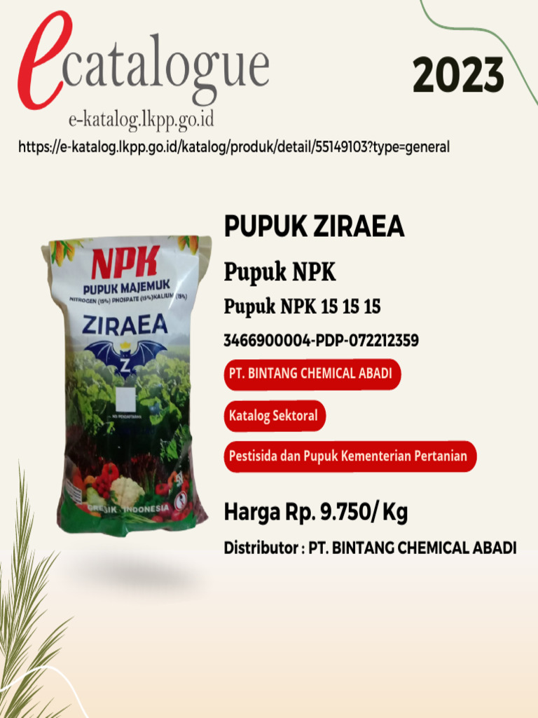 Poster Produk E-Katalog Pupuk NPK Ziraea | PDF