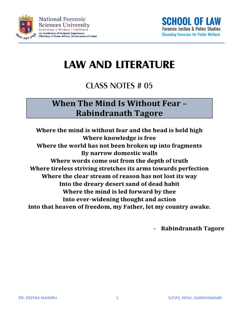 CN 1.5 Poem - When The Mind Is Without Fear | PDF