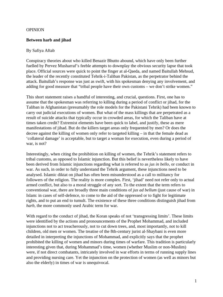 Jihad, Harb, and Women's Protection | PDF | Jihad