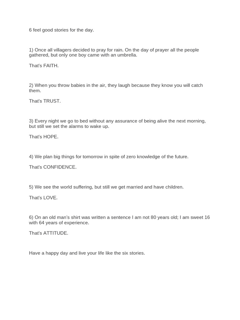 6 Feel Good Stories For The Day | PDF