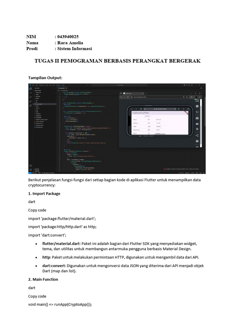 Rara Amelia - Tugas II Pemograman Berbasis Perangkat Bergerak | PDF | Metode & Bahan Ajar | Komputer