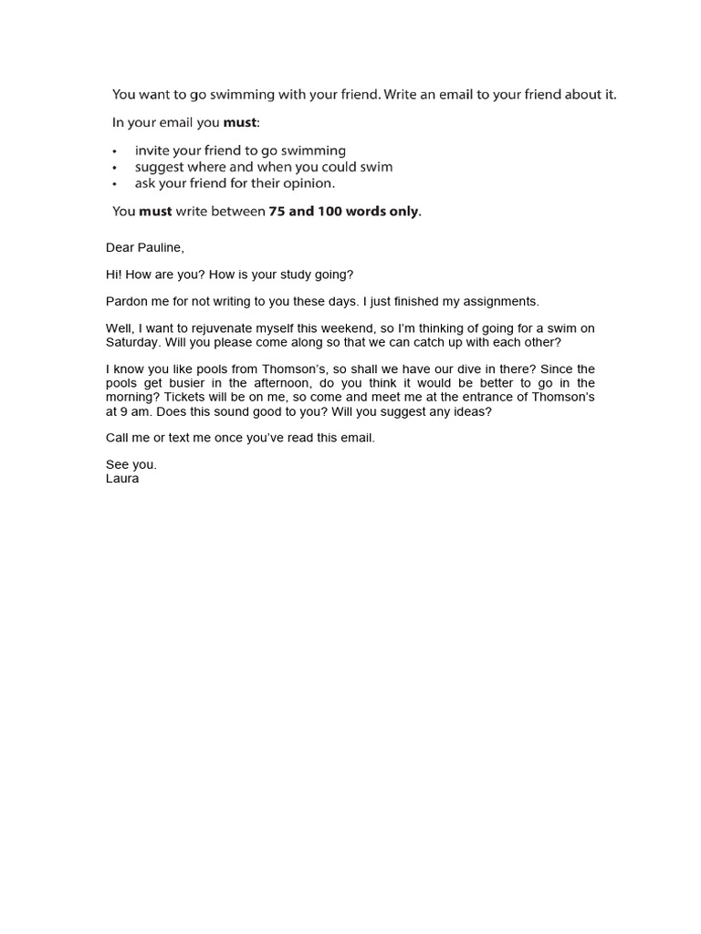 Weekend Swim Invitation to Pauline | PDF