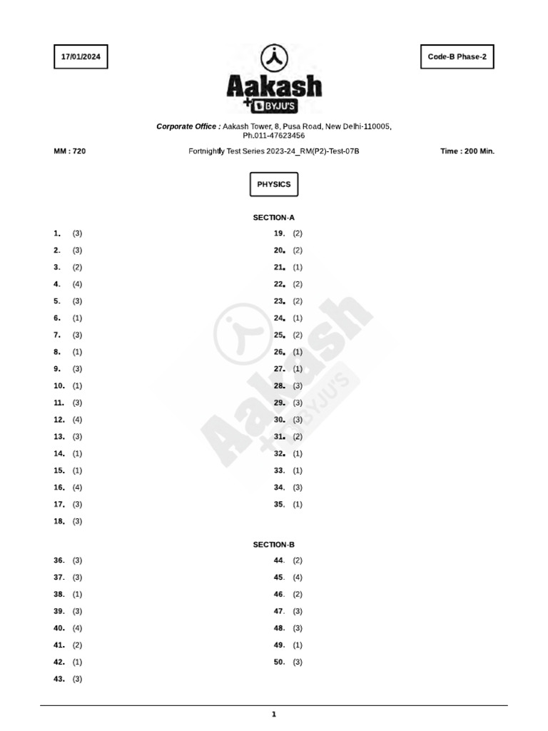 FT 7B RMP2 17 01 2024 Sol | PDF