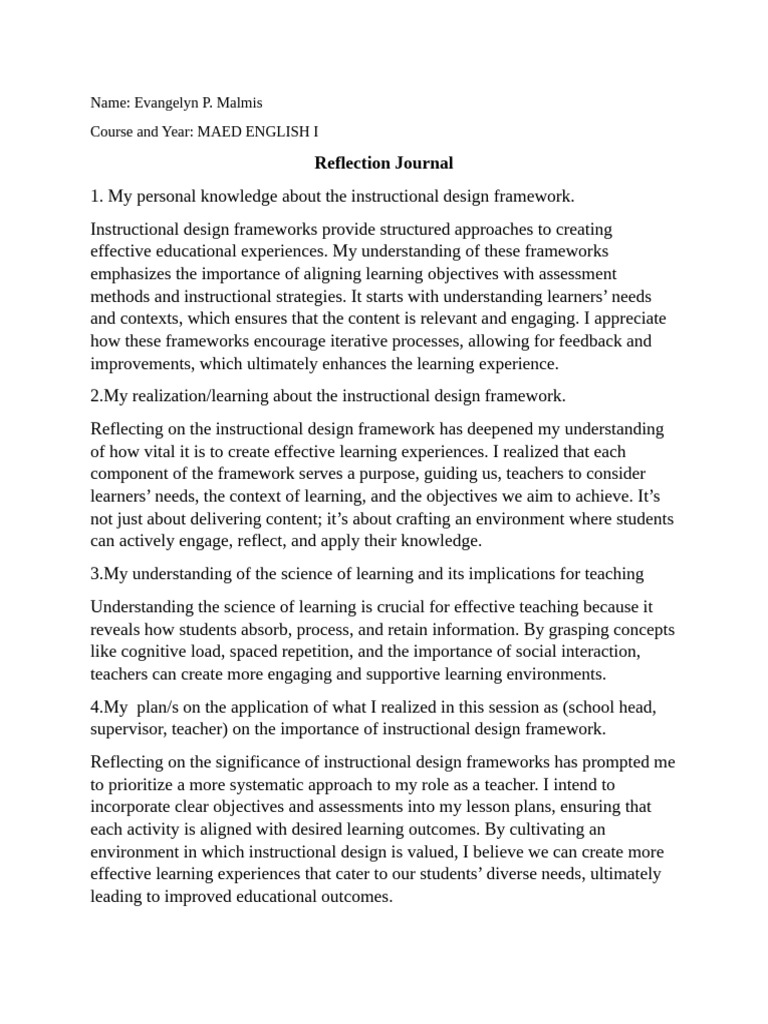 Activity 6 Reflection Journal (Evangelyn P. Malmis | PDF